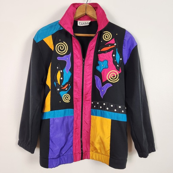 Teddi | Jackets & Coats | 8s Funky Bright Zip Up M | Poshmark